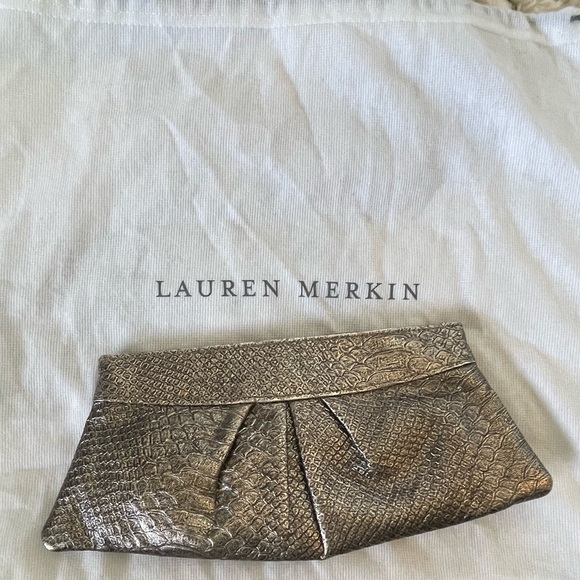 Lauren Merkin | Bags | Lauren Merkin Metallic Snake Print Clutch | Poshmark